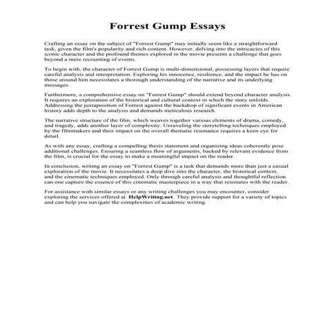 Forrest Gump Essays. Longwood University | PDF