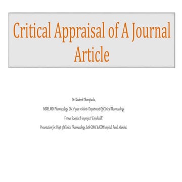 For slideshare How to Critically-Appraise a Journal Article | PPT
