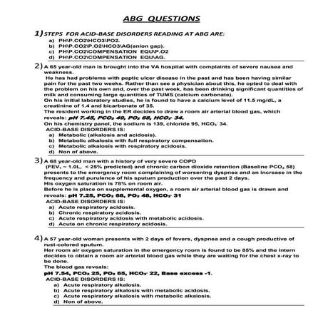 For student exam(ABG) | DOCX | Digestive Disorders | Diseases and ...