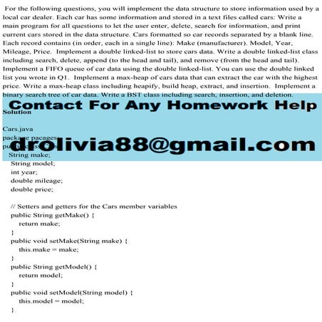 For the following questions, you will implement the data structure to.pdf