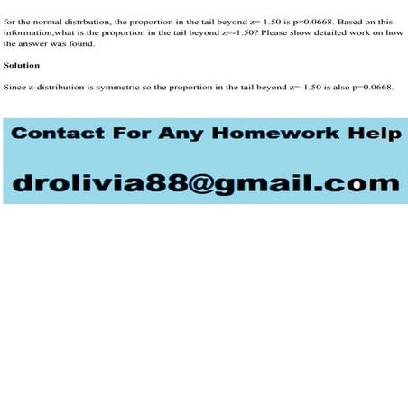 for the normal distrbution, the proportion in the tail beyond z= 1.5.pdf