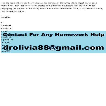 For The Segment Of Code Below Display The Contents Of The Array Stackpdf 9512