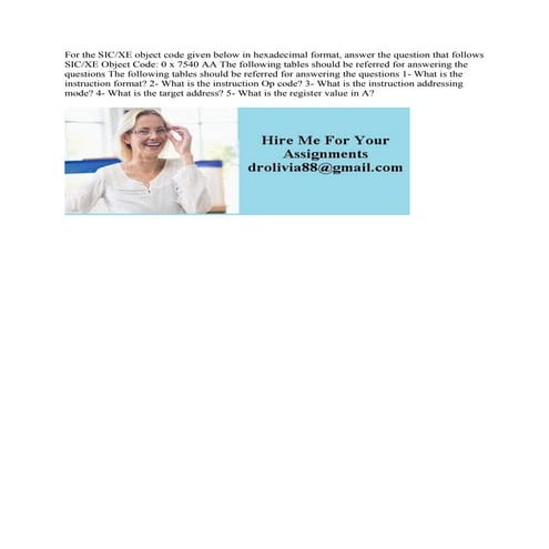 For The Sic Xe Object Code Given Below In Hexadecimal Format Answer Tpdf 