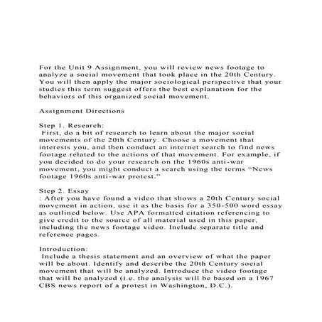 For the Unit 9 Assignment, you will review news footage to a.docx | Science