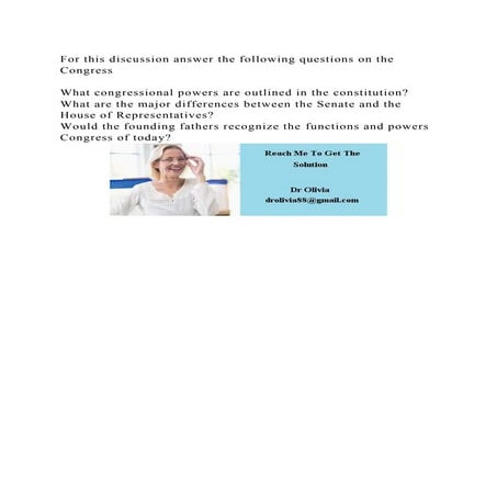 For this discussion answer the following questions on the Congress.docx