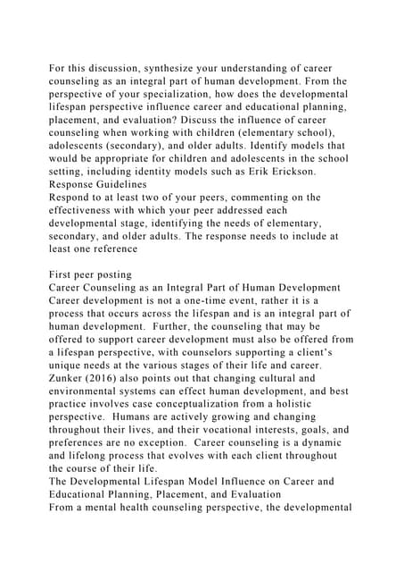 Theories career development counseling | PPTX | Career Advice | Careers