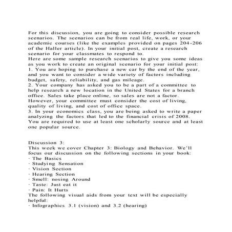 For this discussion, you are going to consider possible research s | DOCX
