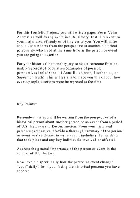 For the final Portfolio Project, create a presentation about an even.docx
