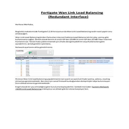 Fortigate Wan Link Load Balancing Installation | PDF
