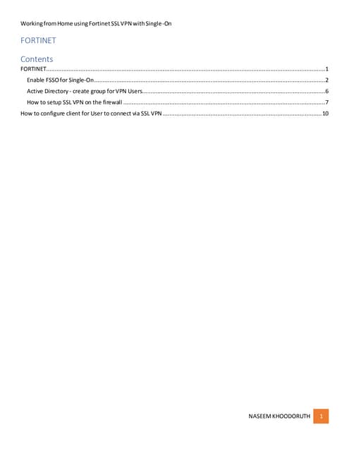 Fortinet Ssl Vpn Access Docx Computer Networking Computing