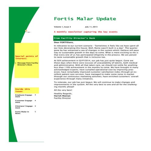 Fortis malar newsletter | PDF