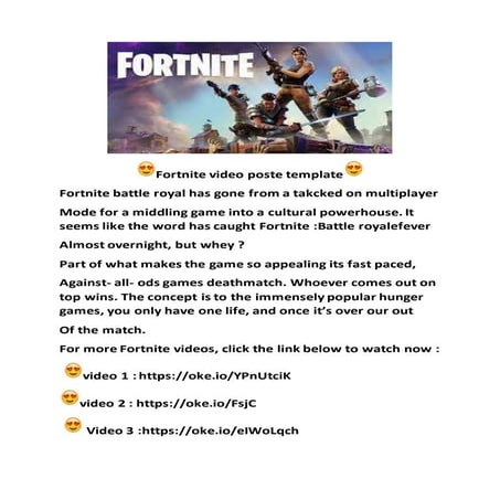 Fortnite video poste template | DOCX