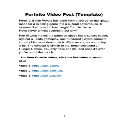 Fortnite video post (template) | PDF