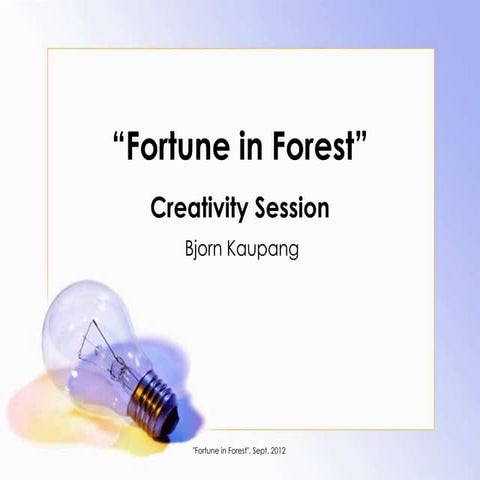 Fortune In Forest, Presentation Sept. 2012 | PPT