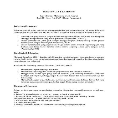 SIM Feni Oktavia, Hapzi Ali, Pengenalan E-Learning | PDF