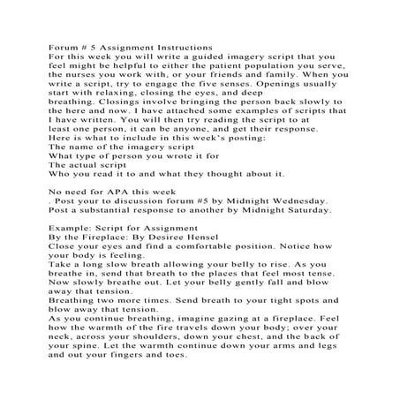 Forum # 5 Assignment InstructionsFor this week you will write a gu.docx