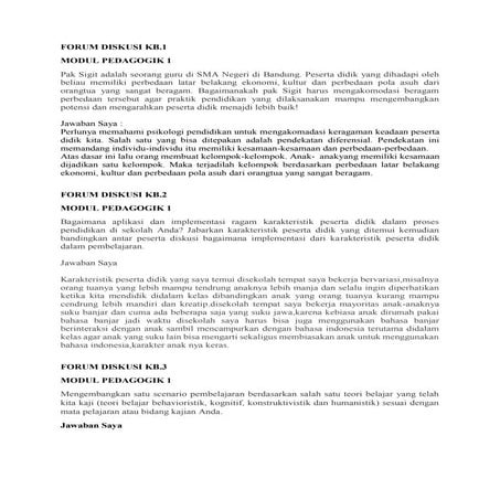 Forum diskusi kb.1 kb.4 modul pedagogik 1 | PDF