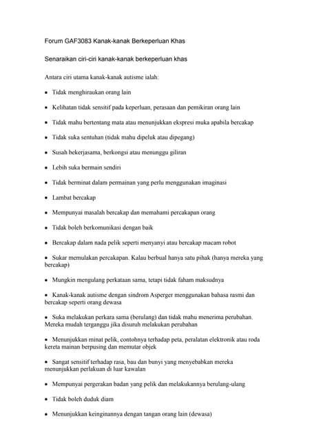 Instrumen observasi anak autism | PDF