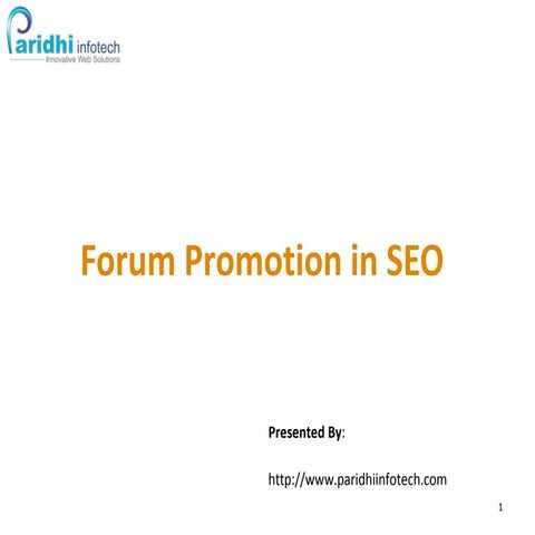 Forum Promotions in seo | PPT