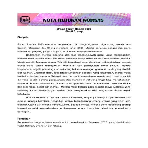 Drama Forum Remaja 2020 | PDF