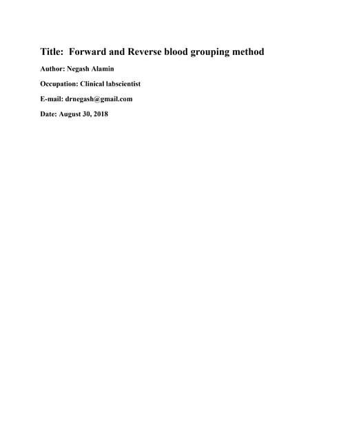 Investigation of transfusion reaction | PPT