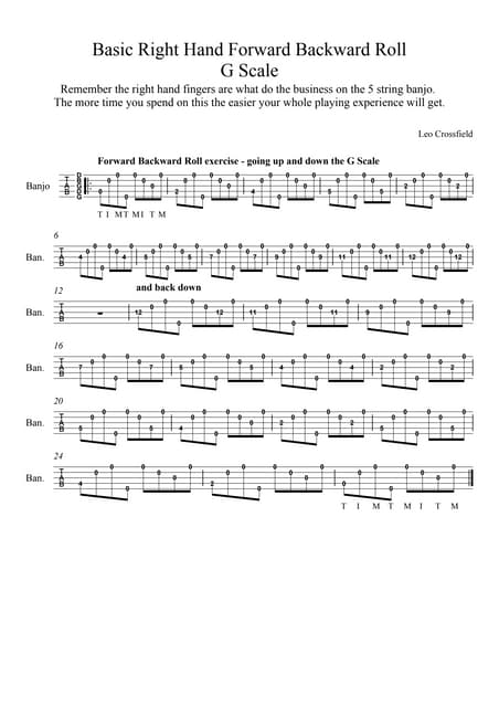 Melodic 5 String Banjo Roll patterns | PDF | Classical Music | Music