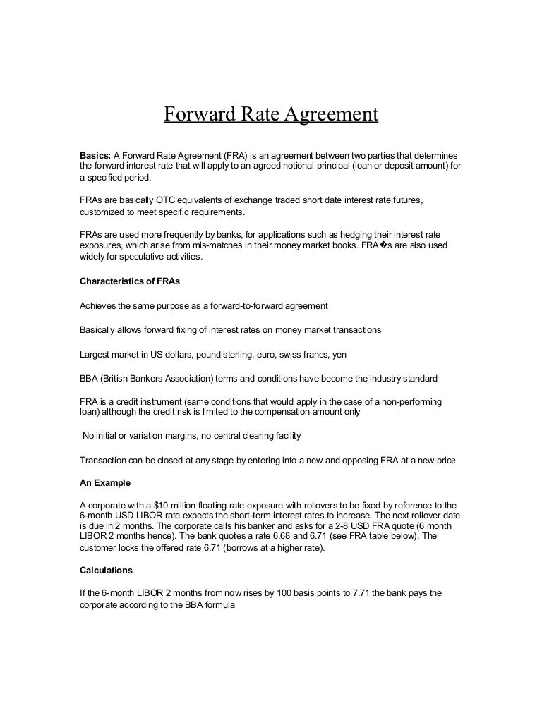 Forward Rate Agreement Calculation
