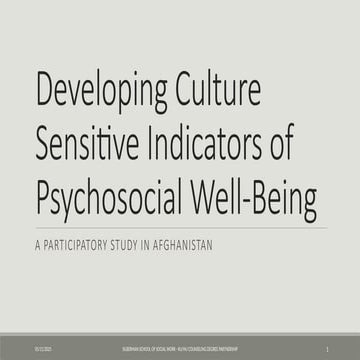 For Webinar - Developing Culture Sensitive Indicators of Psychosocial ...