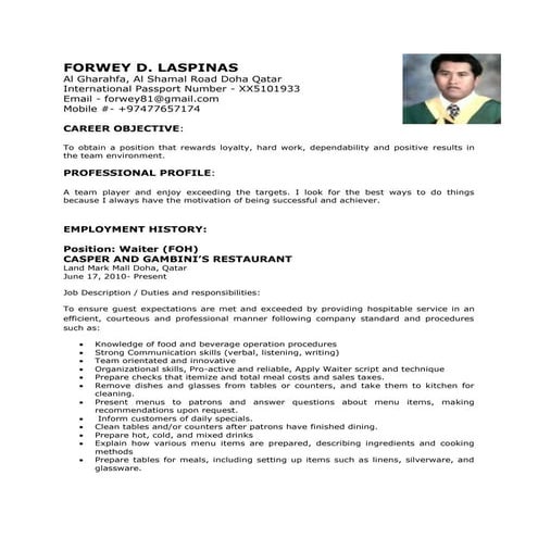 George office boy resume