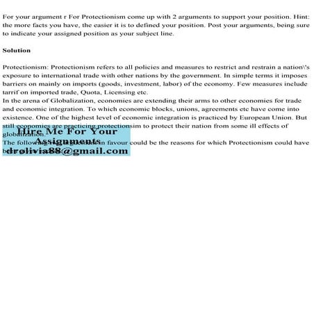 For your argument r For Protectionism come up with 2 arguments to su.pdf