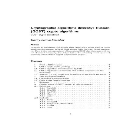 Cryptographic Algorithms Diversity Russian Gost Crypto Algorithms Pdf