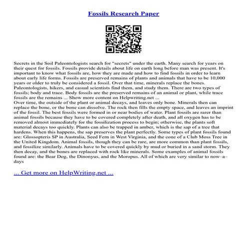 Fossils Research Paper | PDF