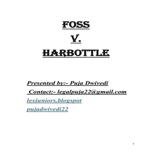 Foss v. Harbottle Company Law Case Summary | PDF