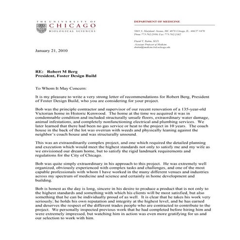 Foster Design Build Review and Letter of Recommendation | PDF ...
