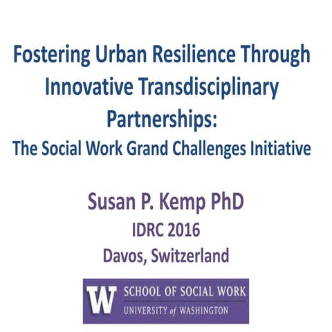 Fostering Urban Resilience Through Innovative Transdisciplinary Partnerships The Social Work ...