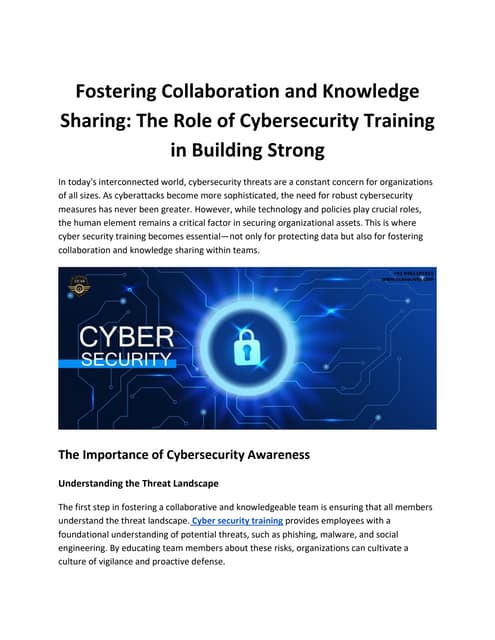 Explore Advanced Cybersecurity Training Programs | PPT