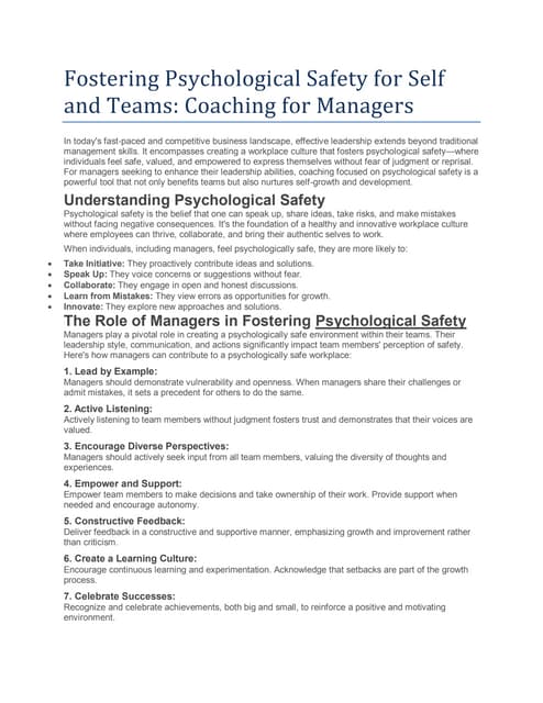Psychological Safety.pptx | Mental Health | Diseases and Conditions
