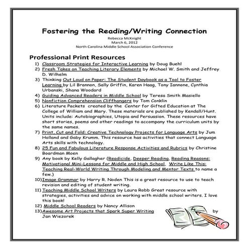 Fostering the Reading and Writing Connection Foldables Instructions | PDF