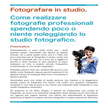 Fotografare in uno studio fotografico spendendo poco o niente | PDF