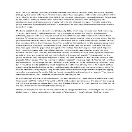 Fotown dps draft article | DOCX | World/International Music | Music