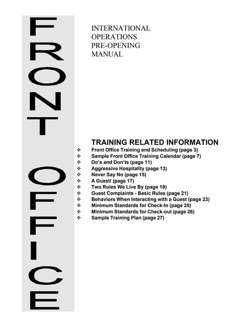 Front Office Training Manual | PDF