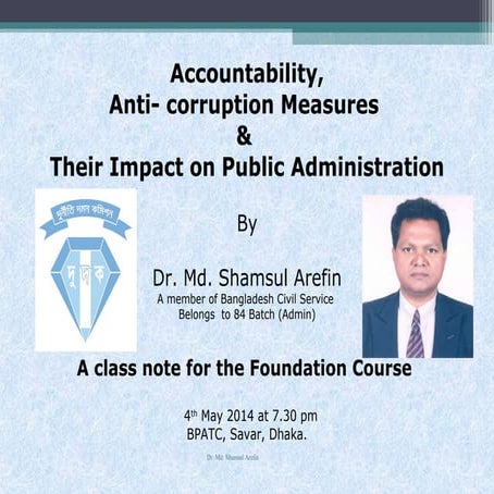 Accountability and Anti corruption measures in Bangladesh | PPT