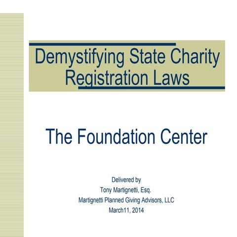 Demystifying State Charity Registration Laws | PPT