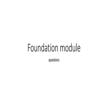 Foundation module | PPTX