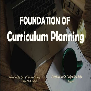 Ed 713: Foundation of curriculum planning | PPT