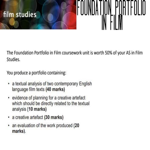 Foundation portfolio in film | PPT