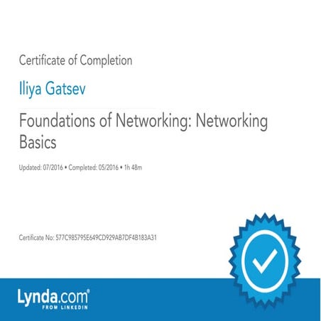 Iliya Gatsev - Foundations of Networking Networking Basics ( Year 2016 ) | PPT