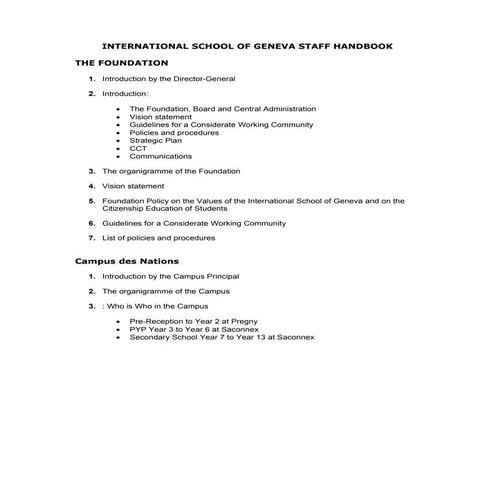 Foundation Staff Handbook 2009 2010 | PDF