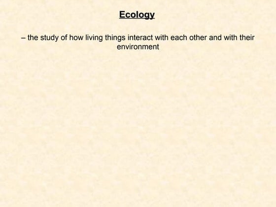 Introduction To Ecology | PPT