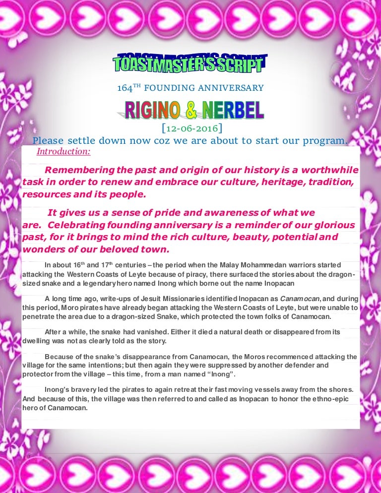 Emcee script for annual party - msacancer